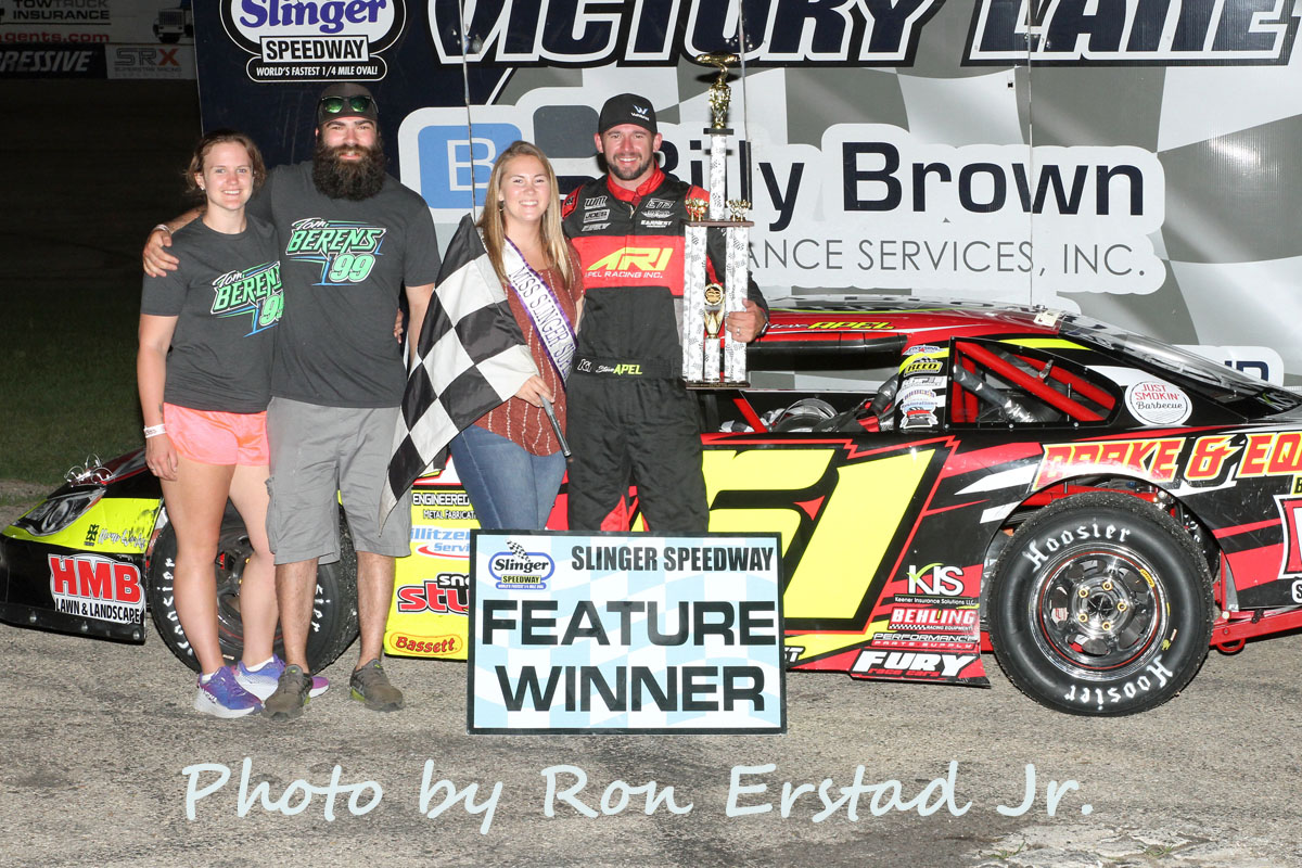 APEL WINS AFTER LEADERS TANGLE AT SLINGER